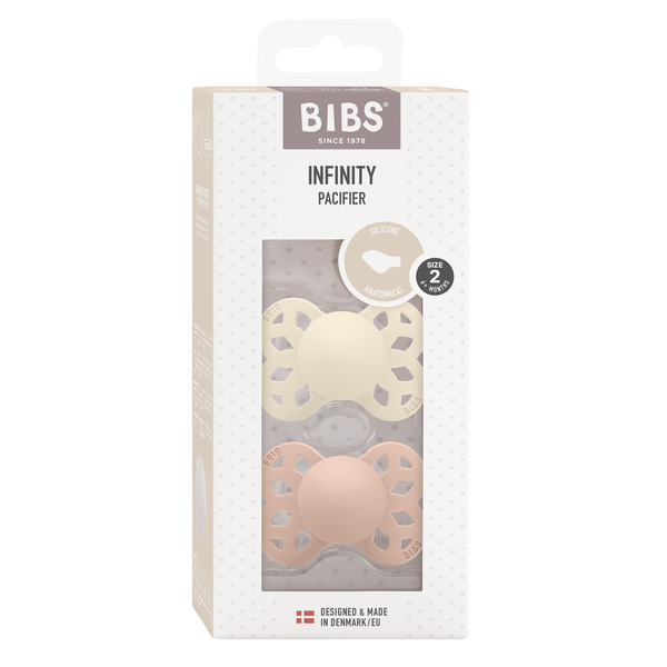 BIBS Infinity Pacifier Silicone 2 PK Anatomical Ivory/Blush (Min. of 2 ...